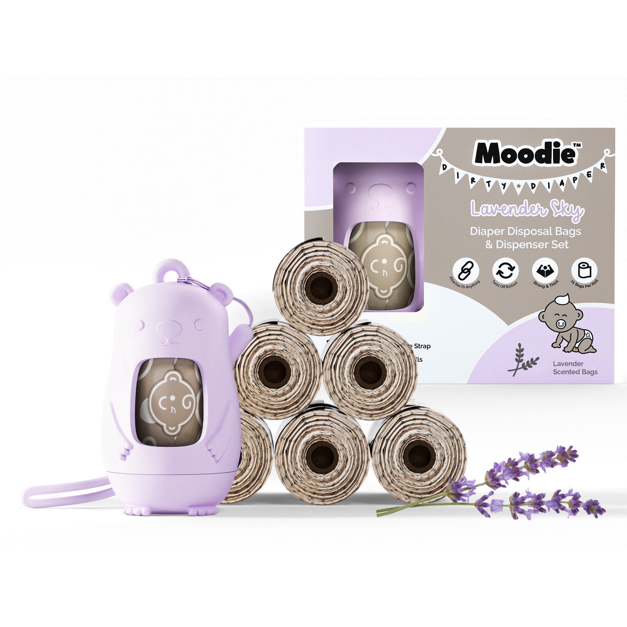 NEW Teddy Bear Disposable Nappy Bag Dispenser COMBO PACK | 105 LAVENDE ...