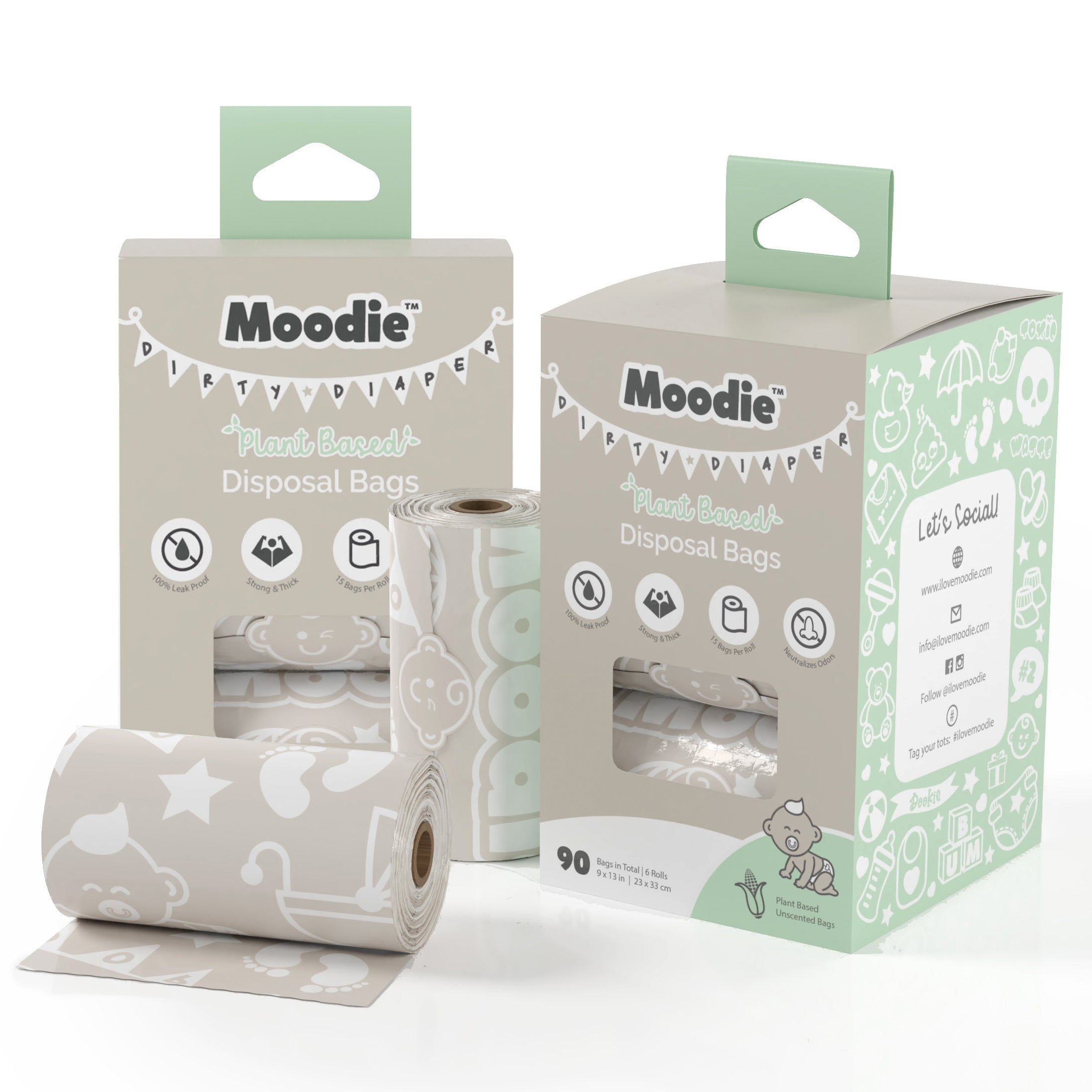 2 PACK: 100% COMPOSTABLE Baby Disposable Nappy Bags | PLANT BASED - 12 ...